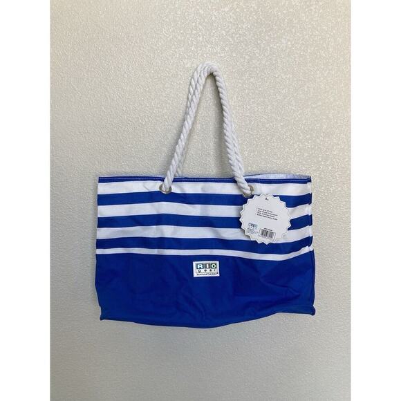 rio gear | Bags | Nwt Rio Gear Blue Tote Bag Large Rope Handles ...
